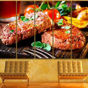 Steak Canvas Gallery Wrap Art Beef Steaks Split Vanvas Steak Wall Art ...