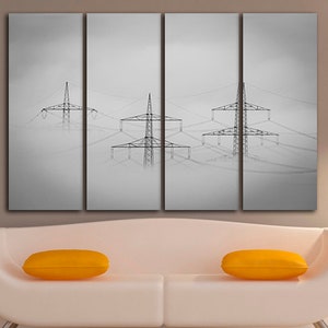 Electricity Canvas Fog Wall Art Engine Décor Electric Light Print Power ...