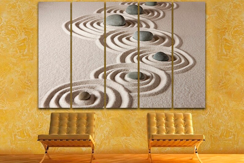 Zen Stone Wall Print on Canvas Ready to Hang Yoga Room Décor Sand Wall ...