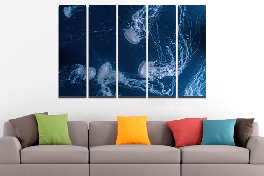 Jellyfish Art Print on Canvas Sea Life Wall Art Animal Decor | Etsy