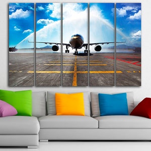 Airplane Canvas Art Print Art Runway Airliner Poster Airplane Wall ...