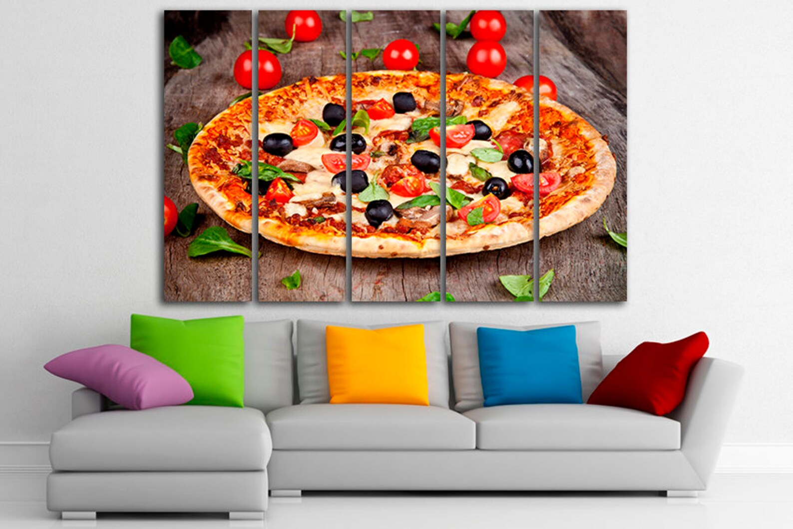 Pizza digital print Cafe wall art Pizza canvas Food home decor | Etsy