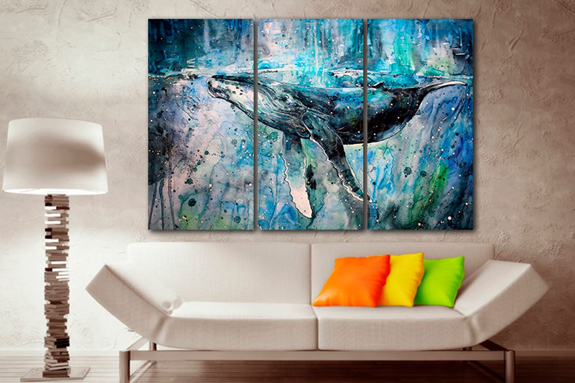 Whale canvas Whale wall art Animal wall decor Whale painting | Etsy