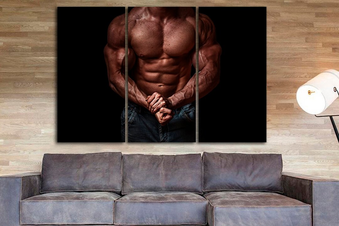 Man Body Print on Canvas Ready to Hang Bodybuilding Decor Gym Wall Art ...