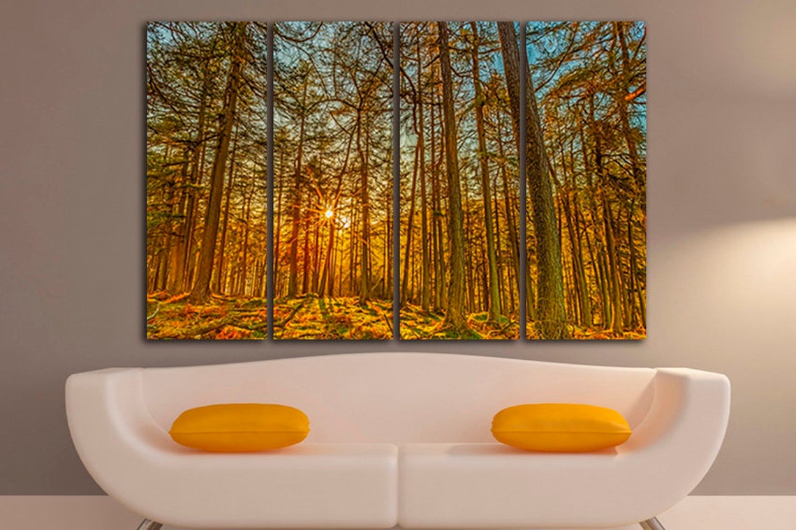 5 panel canvas Forest canvas set Gallery wrap art Forest print | Etsy