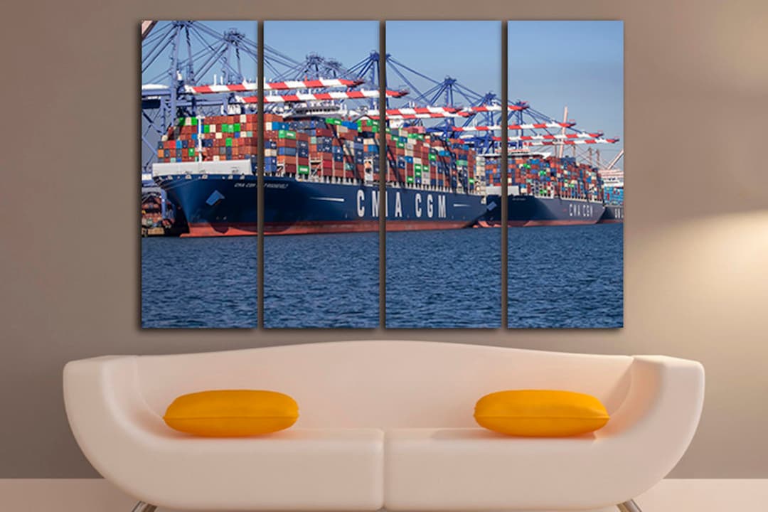 Cargo Ship Canvas International Container Print Business Office Art ...