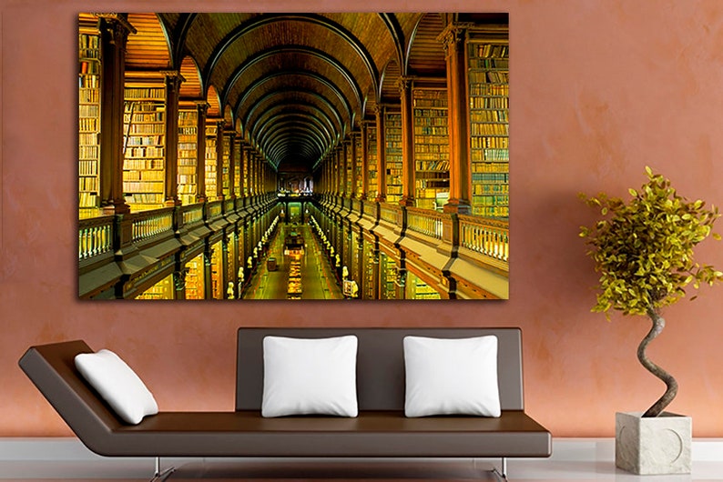 3 Panel Set Library Print Library Canvas Library Wall Art - Etsy