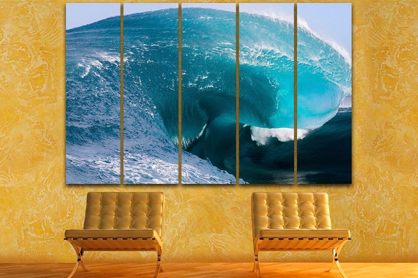 Wave Print Sea Decor Ocean Wall Art Blue Wave Multi Panel Wave - Etsy