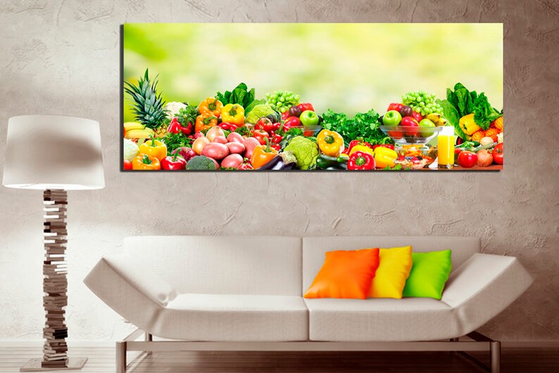 Fruit Canvas Vegetable Wall Art Kitchen Decor Juice Print | Etsy