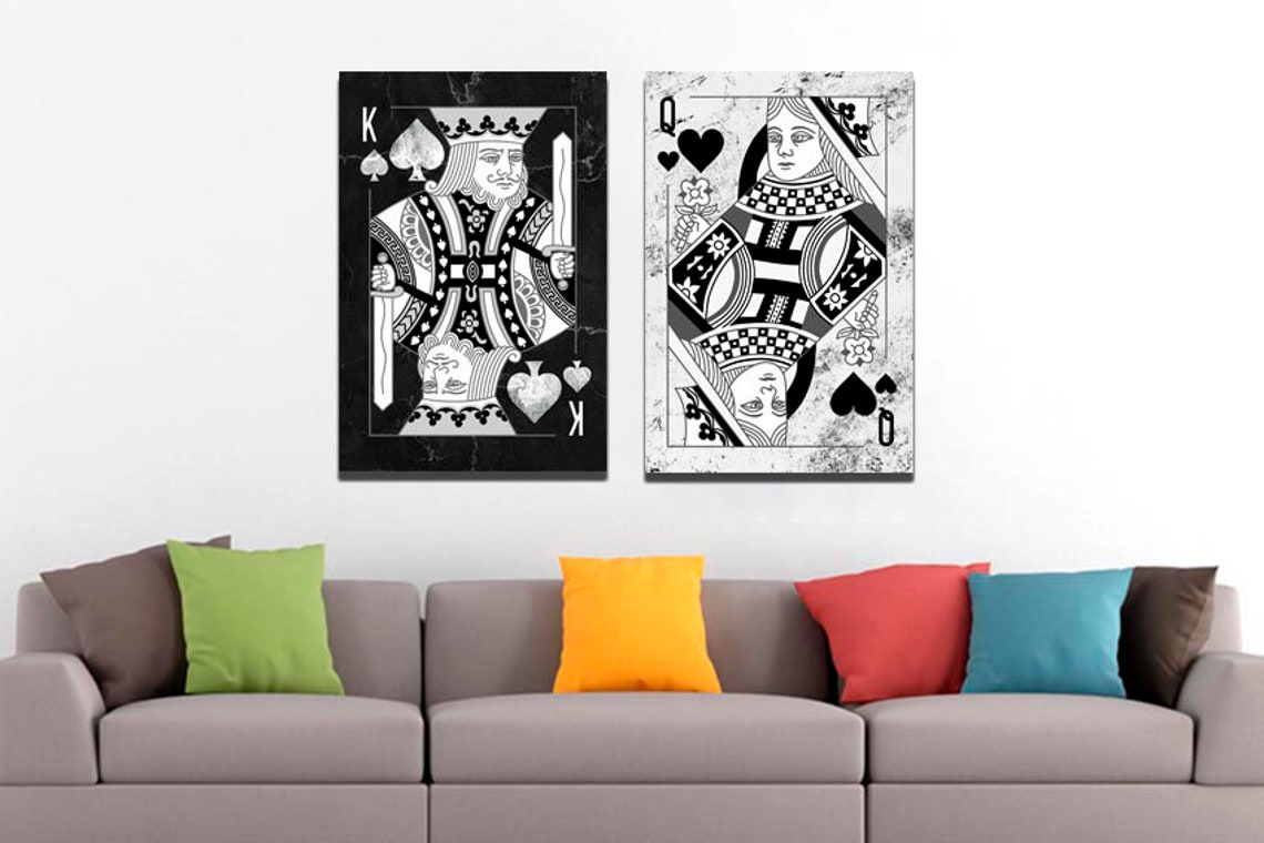 Deck of Playing Cards Print on Canvas King Queen Art - Etsy
