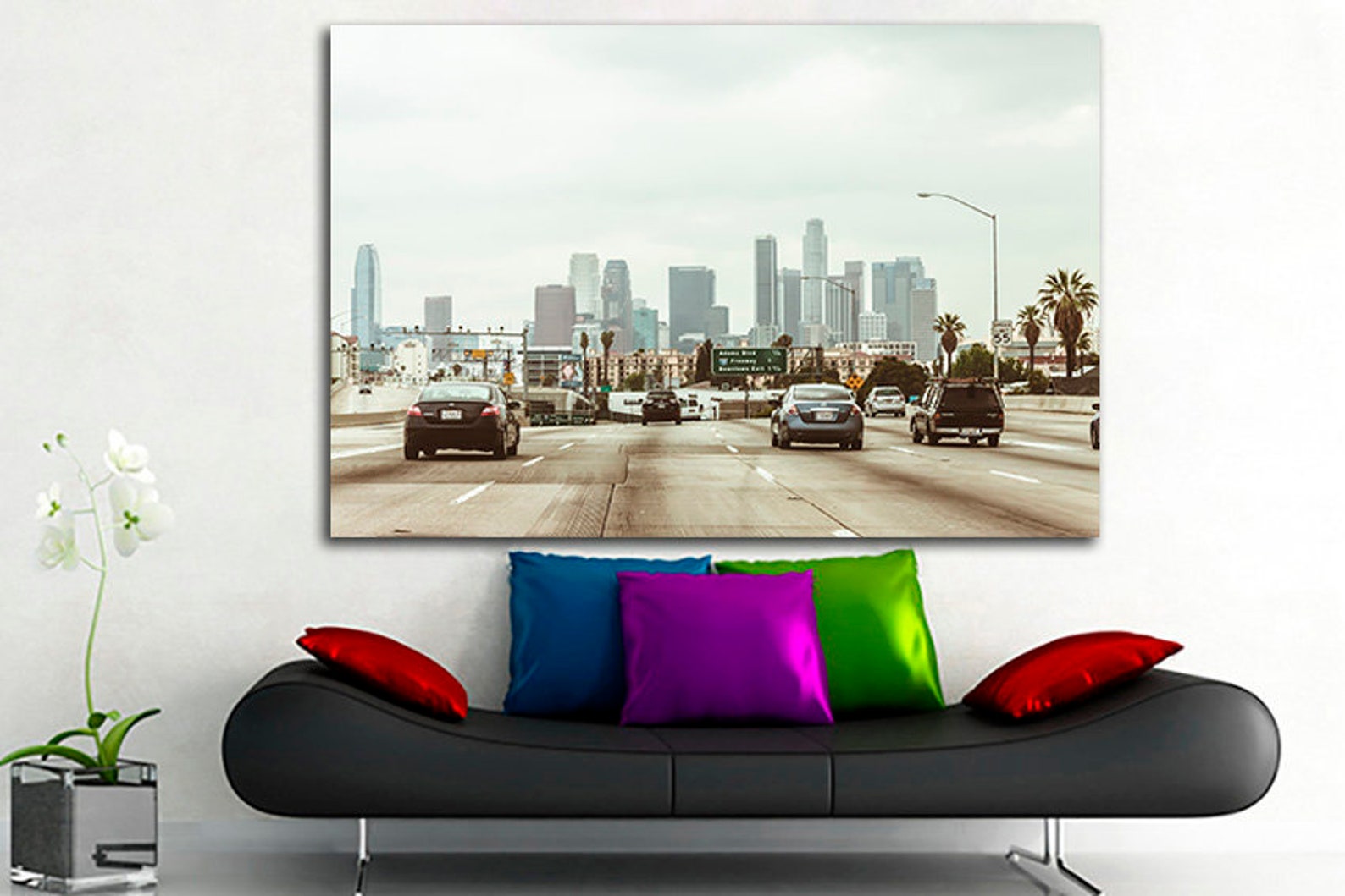 Los Angeles Canvas Art Print City Highway Wall Art California Déco Road ...