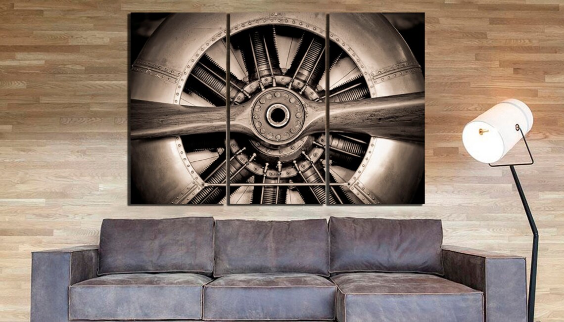 Propeller Canvas Aircraft Wall Decor Aircraft Engine Air Engine ...