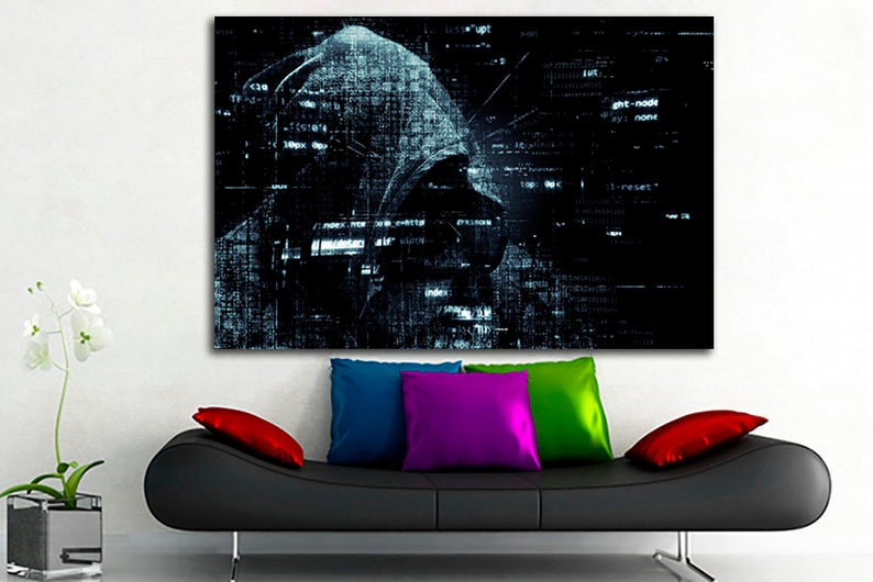 Hacker Canvas Abstract Code Art Matrix Print Ready to Hang Anonymous ...