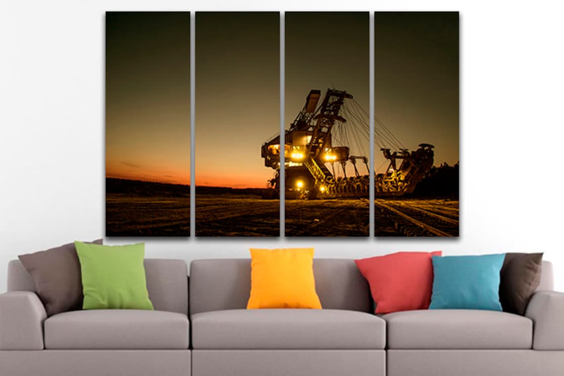 Mining Excavator Art Mechanism Canvas Engine Wall Decor Heavy - Etsy