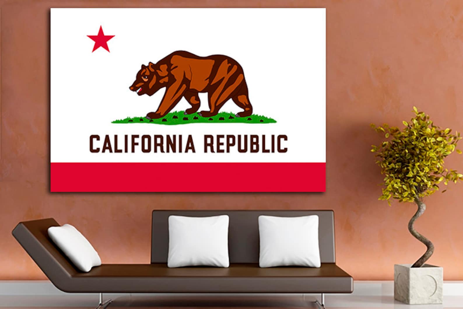 California flag Canvas Art print Vintage style Bear flag print | Etsy