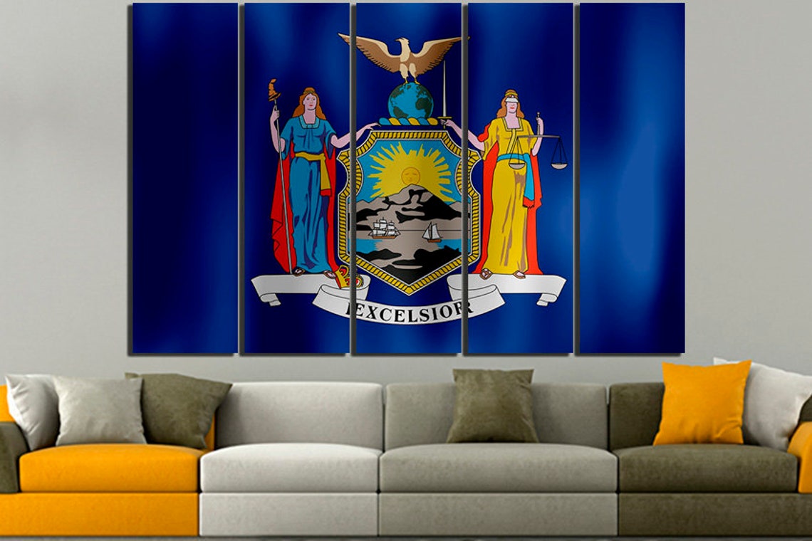 New York State New York Flag Canvas Art New York Flag Art New - Etsy