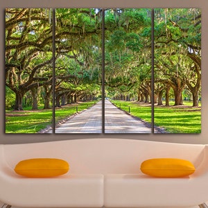 Wall Art Canvas Oak Trees Avenue of Oaks Forest Wall Decor Forest ...
