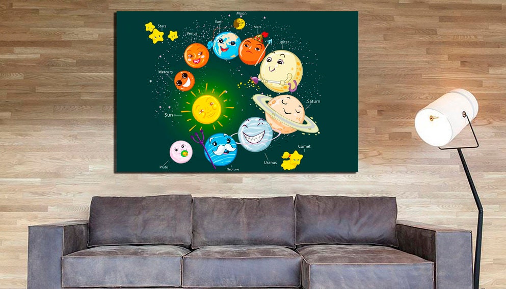 Solar System Planets Canvas Print for Kids Space Wall Art Sun | Etsy