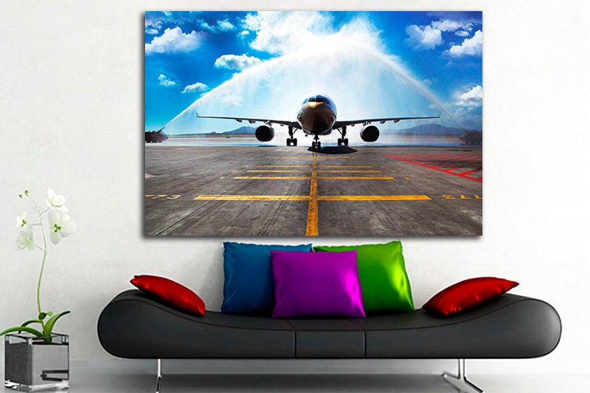 Airplane Canvas Art Print Art Runway Airliner Poster Airplane - Etsy