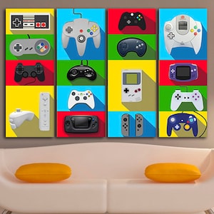 Game Controller Art Video Canvas Gaming Print Evolution Gift Art Man ...