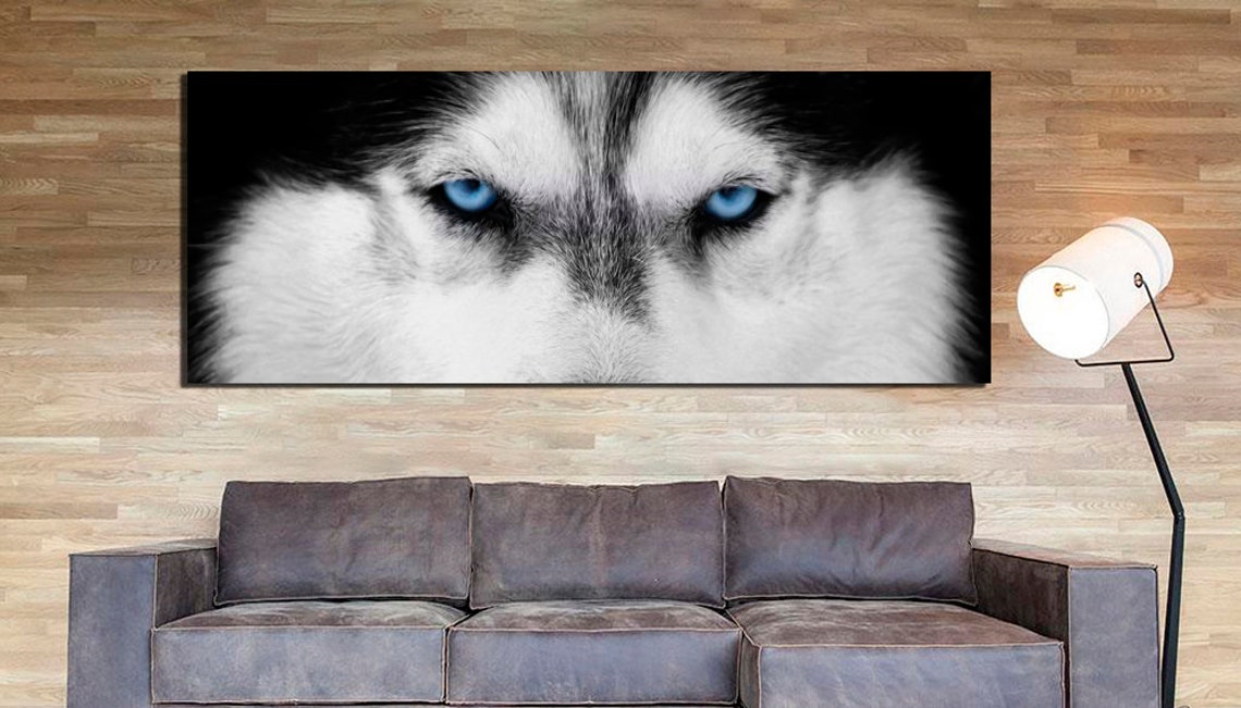 Dog Canvas Husky Dog Print Animal Art Prints Blue Eyes Wall | Etsy