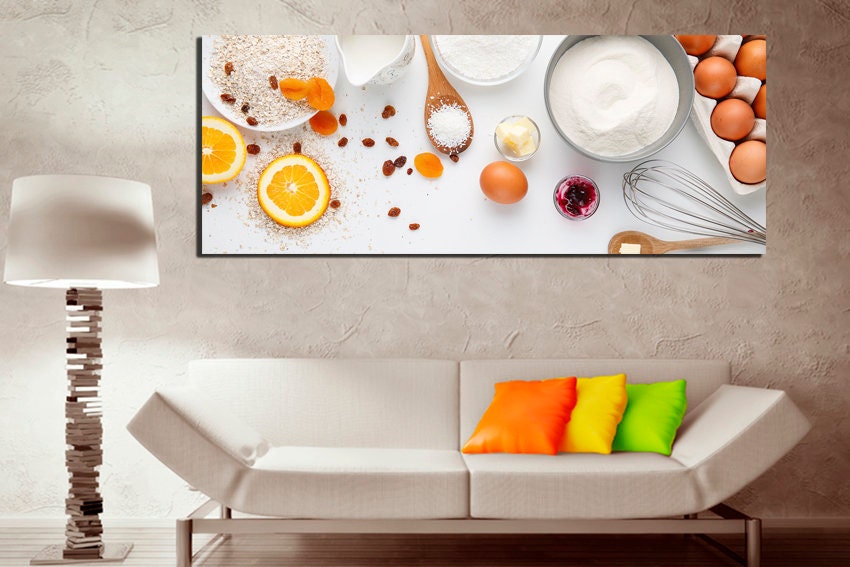 Cooking Canvas Culinary Wall Print Flour Wall Décor Egg Restaurant Art ...