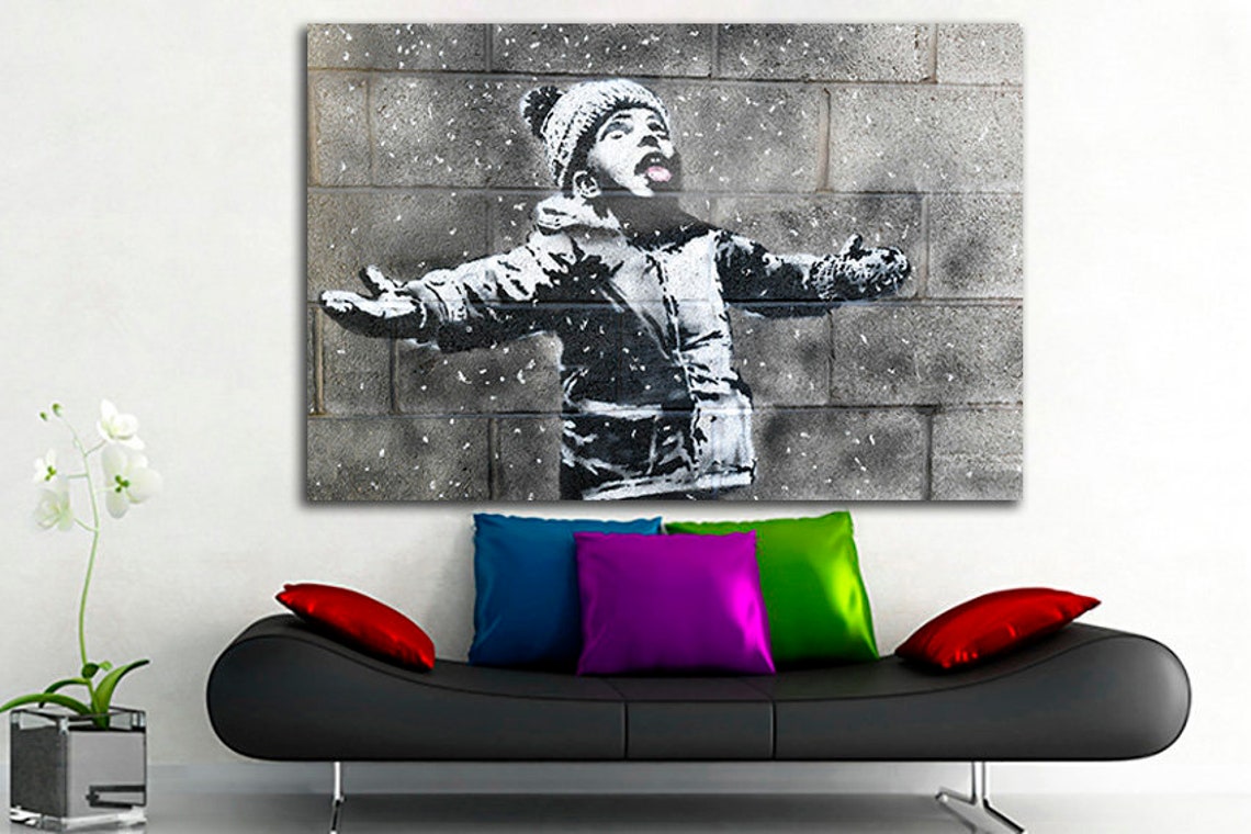 Snow Wall Art Print on Canvas Ash Street Art Graffiti Wall Art Street ...