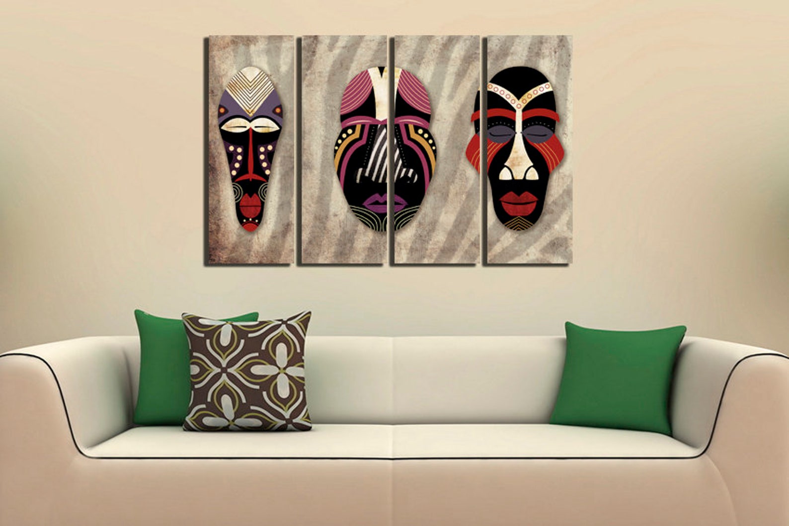 Mask Canvas Ethnic Wall Art Tribal Mask Print Colorful Decor ...