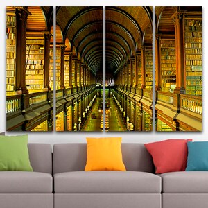 3 Panel Set Library Print Library Canvas Library Wall Art Librarian ...