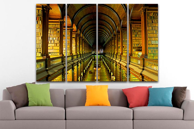 3 Panel Set Library Print Library Canvas Library Wall Art - Etsy
