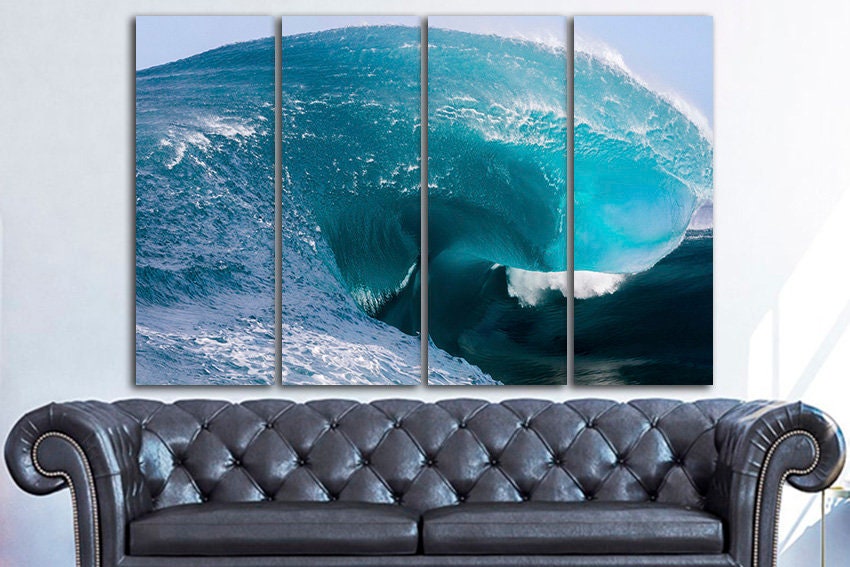 Wave Print Sea Decor Ocean Wall Art Blue Wave Multi Panel Wave - Etsy