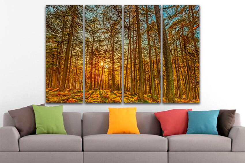 5 panel canvas Forest canvas set Gallery wrap art Forest print | Etsy