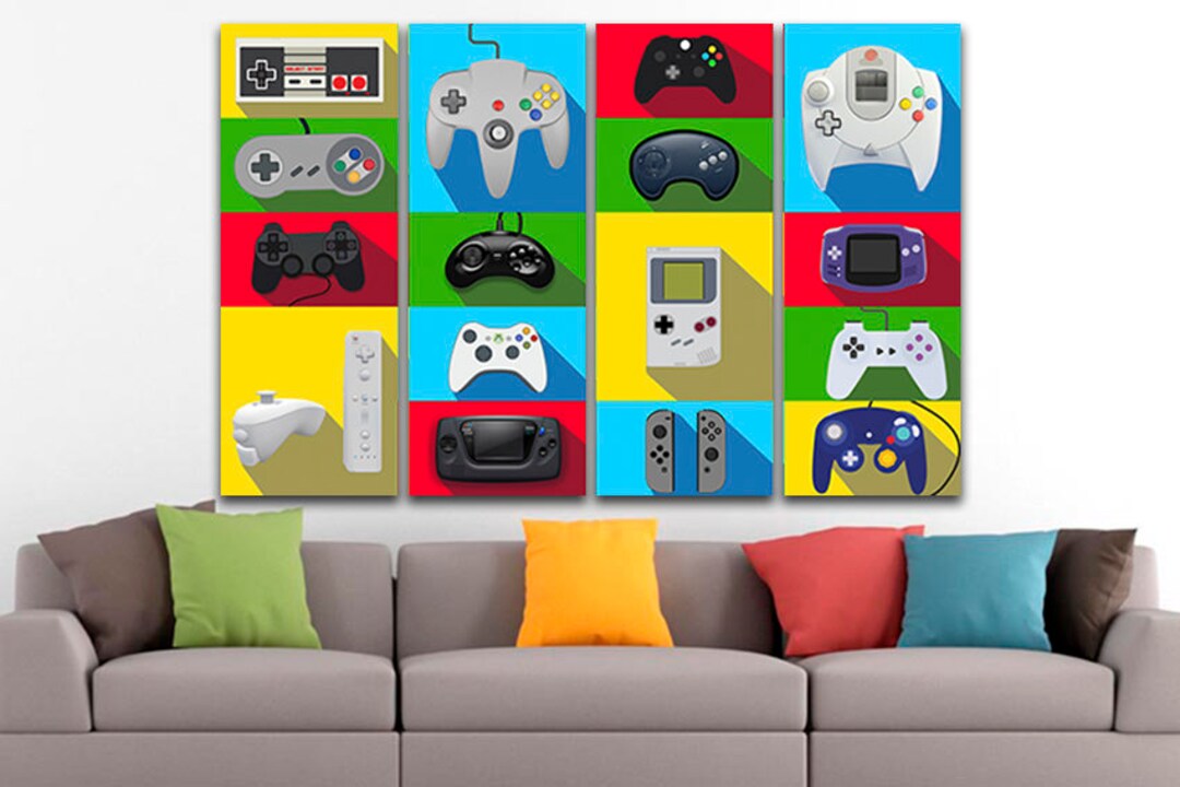 Game Controller Art Video Canvas Gaming Print Evolution Gift Art Man ...