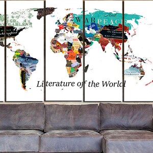 Literature Map World Literature Map Canvas Art Literature Map Print Map ...