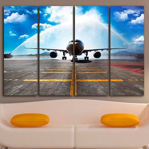Airplane Canvas Art Print Art Runway Airliner Poster Airplane Wall ...