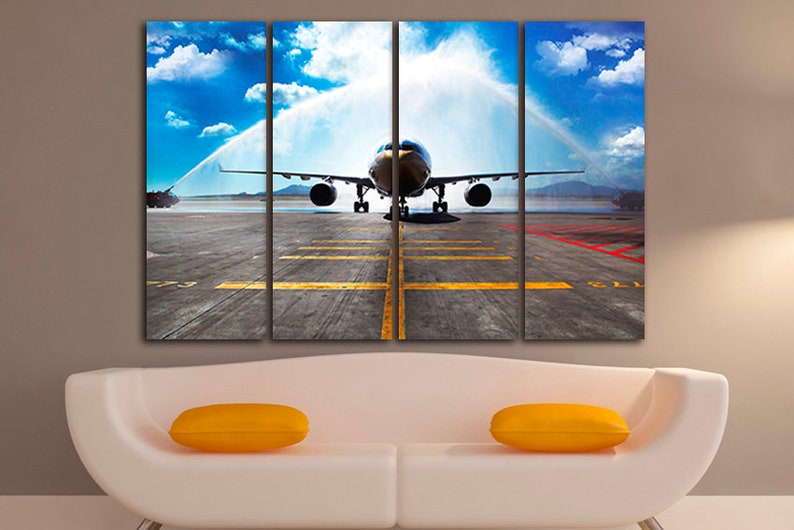 Airplane Canvas Art Print Art Runway Airliner Poster Airplane | Etsy