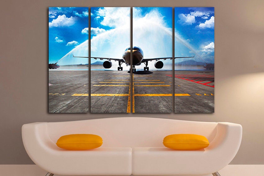 Airplane Canvas Art Print Art Runway Airliner Poster Airplane Wall ...
