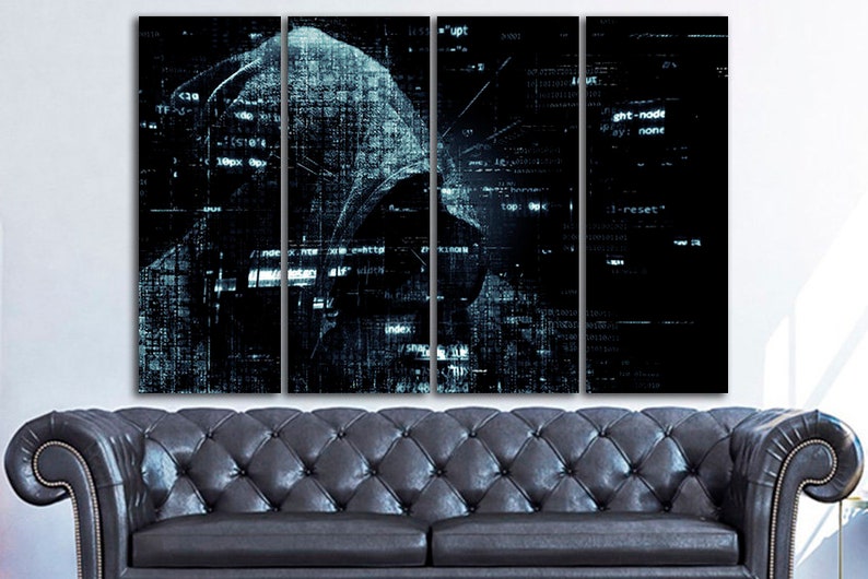 Hacker Canvas Abstract Code Art Matrix Print Ready to Hang Anonymous ...