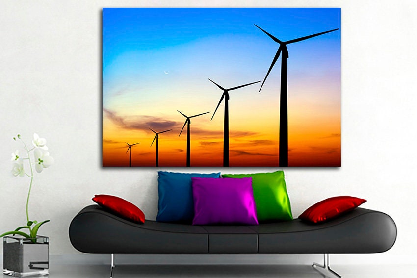 Wind Turbine Art Generator Energy 5 Panel Set Split Canvas | Etsy