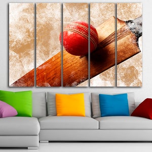 Cricket Canvas Sport Wall Décor Cricket Fan Gift Bat and Ball Cricket ...