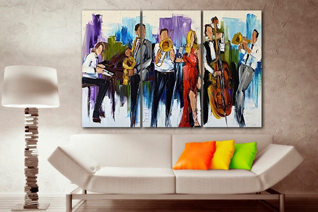 Print Watercolor Painting Musicians Jazz African Music Art Canvas Ready ...