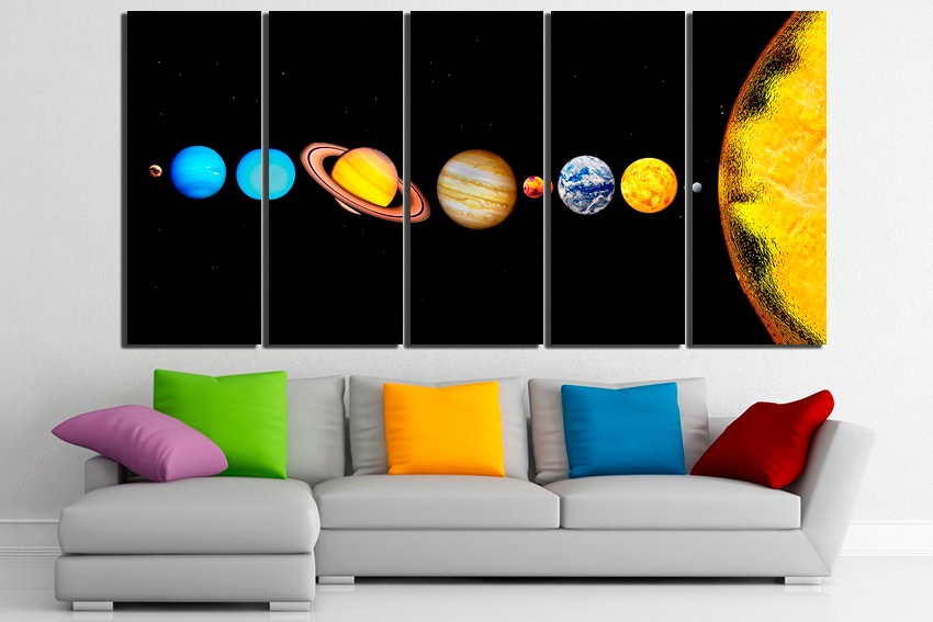 Solar system art Print on canvas Planets décor Space print | Etsy