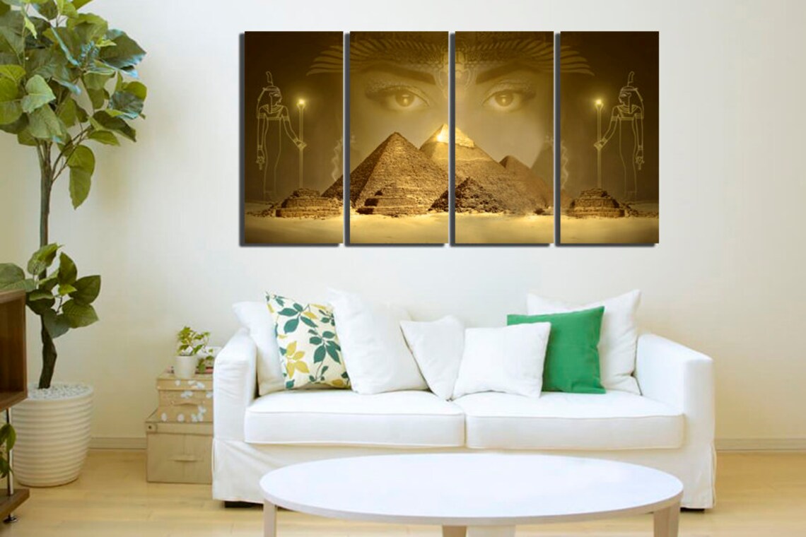 Egypt Print Queen Cleopatra Pharaoh Canvas Great Pyramid Décor - Etsy