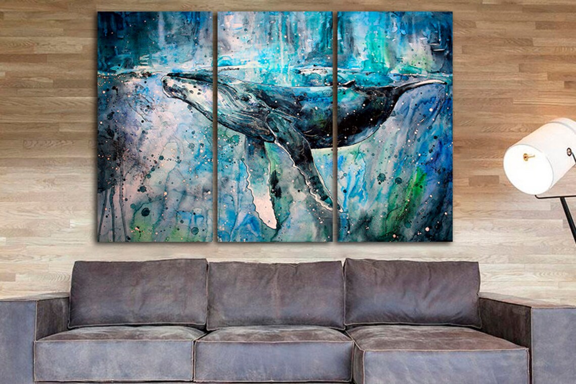 Whale canvas Whale wall art Animal wall decor Whale painting | Etsy