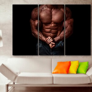 Man Body Print on Canvas Ready to Hang Bodybuilding Decor Gym Wall Art ...