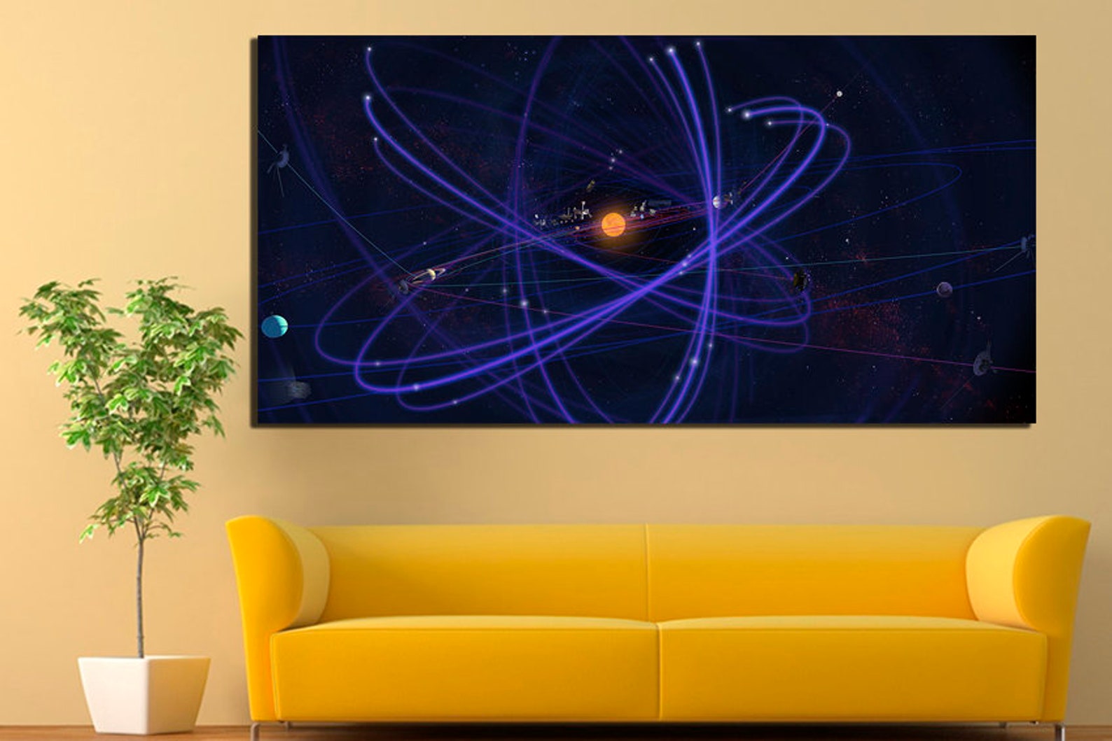 Satellites Space Print on Canvas Space Décor Space Print Planet Artwork ...