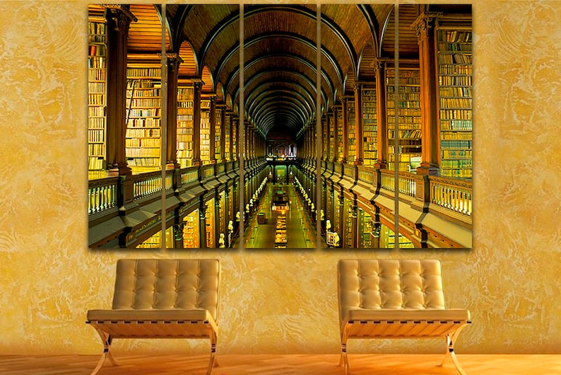 3 panel set Library print Library canvas Library wall art | Etsy