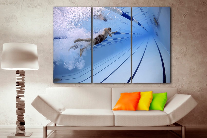 Swimmer Canvas Sport Wall Print Swimming Pool Décor Water - Etsy