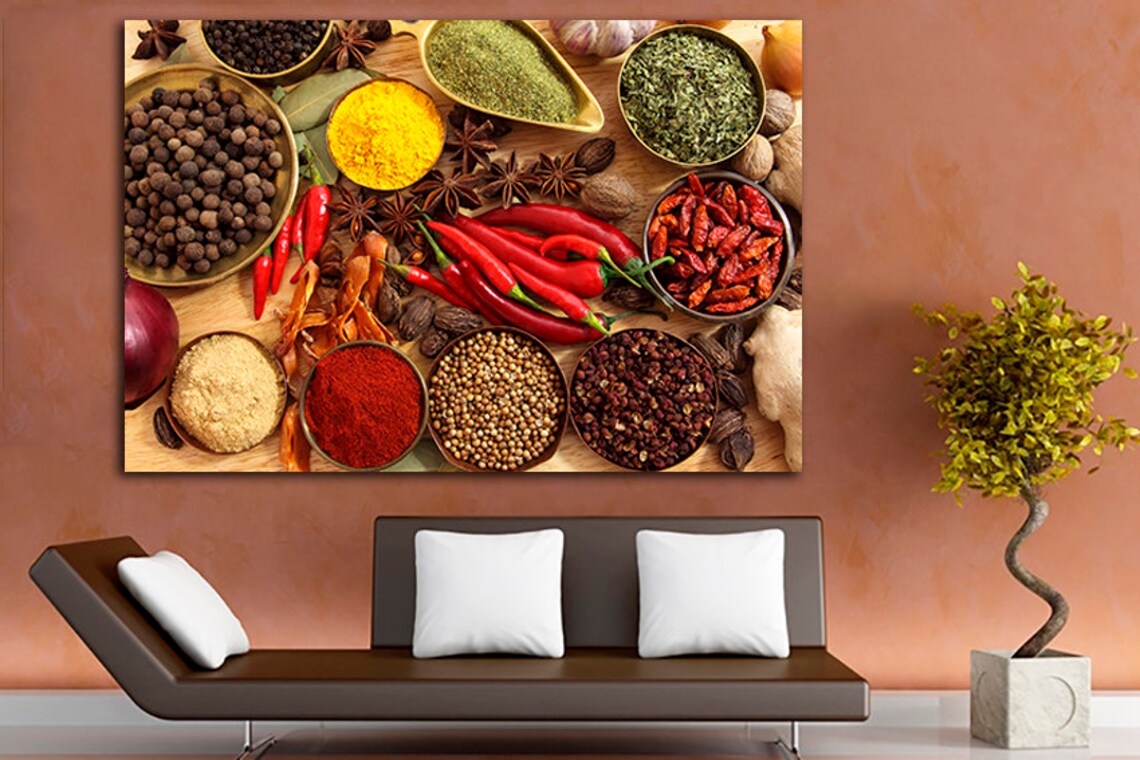 Spice on canvas Spice print Kitchen wall art Cafe wall decor | Etsy