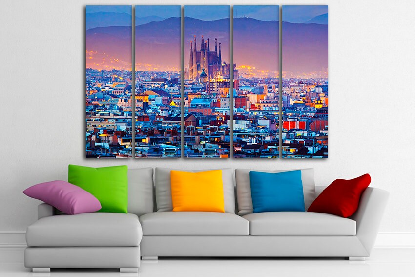 Barcelona Canvas 5 Panel Canvas Barcelona Print Urban Canvas Art ...